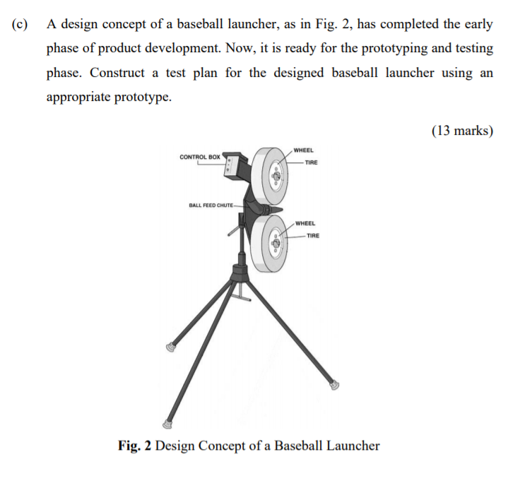 Solved (c) A design concept of a baseball launcher, as in | Chegg.com
