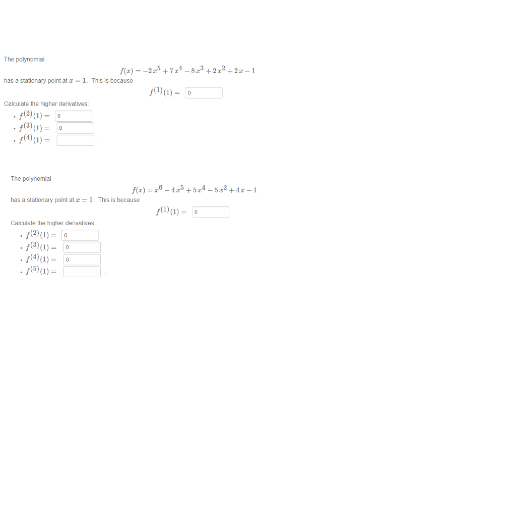 Solved The polynomial ()2 5+724 - 83+222 +2-1 has a | Chegg.com