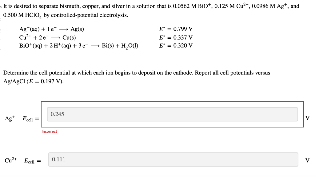 Solved It is desired to separate bismuth, copper, and silver | Chegg.com