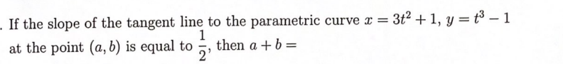 Solved If the slope of the tangent line to the parametric | Chegg.com