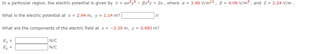 Solved In a particular region, the electric potential is | Chegg.com