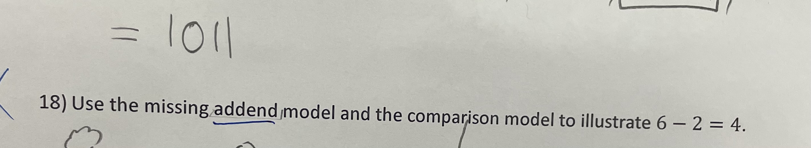 Use the missing addend model and the comparison model | Chegg.com