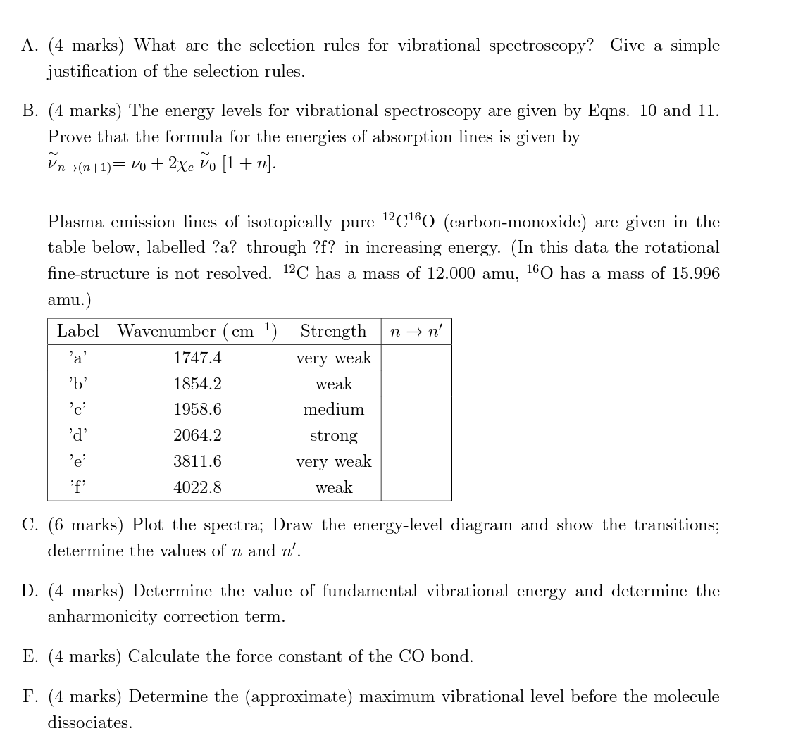 Solved A. (4 marks) What are the selection rules for | Chegg.com