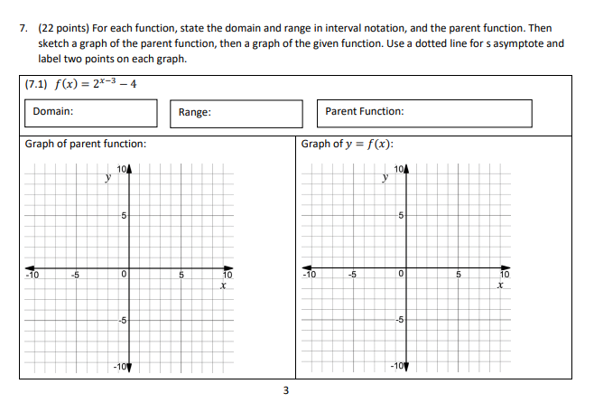 Solved 7. ( 22 Points) For Each Function, State The Domain 