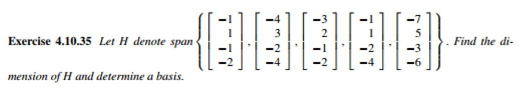 Solved Exercise 4.10.33 Let H denote spun {_1 . Find the | Chegg.com