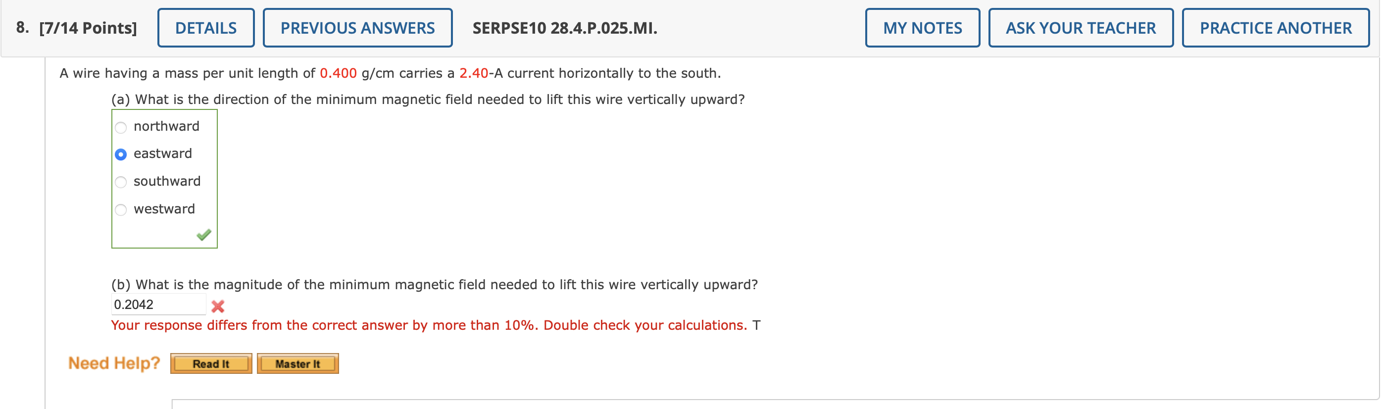 Solved A wire having a mass per unit length of 0.400 g/cm | Chegg.com