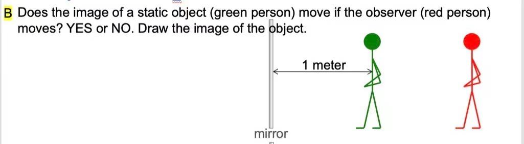 Solved B: in the "B" drawing, the static object is the green | Chegg.com