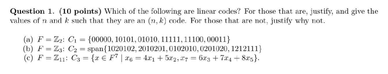 Solved Question 1. (10 points) Which of the following are | Chegg.com