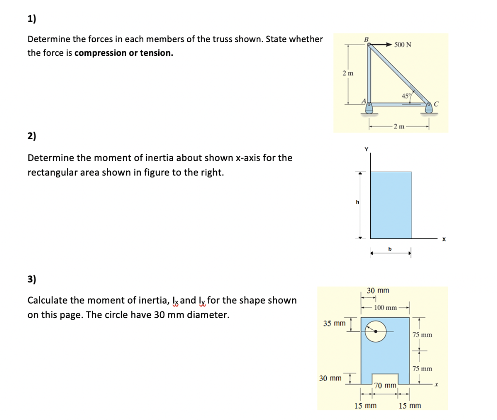 Solved 1) Determine the forces in each members of the truss | Chegg.com