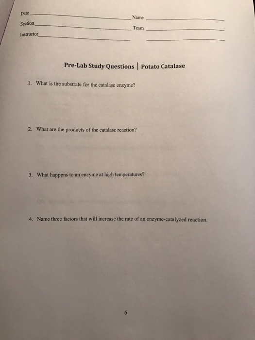 Solved Date Section Instructor Name- Team Pre-Lab Study | Chegg.com