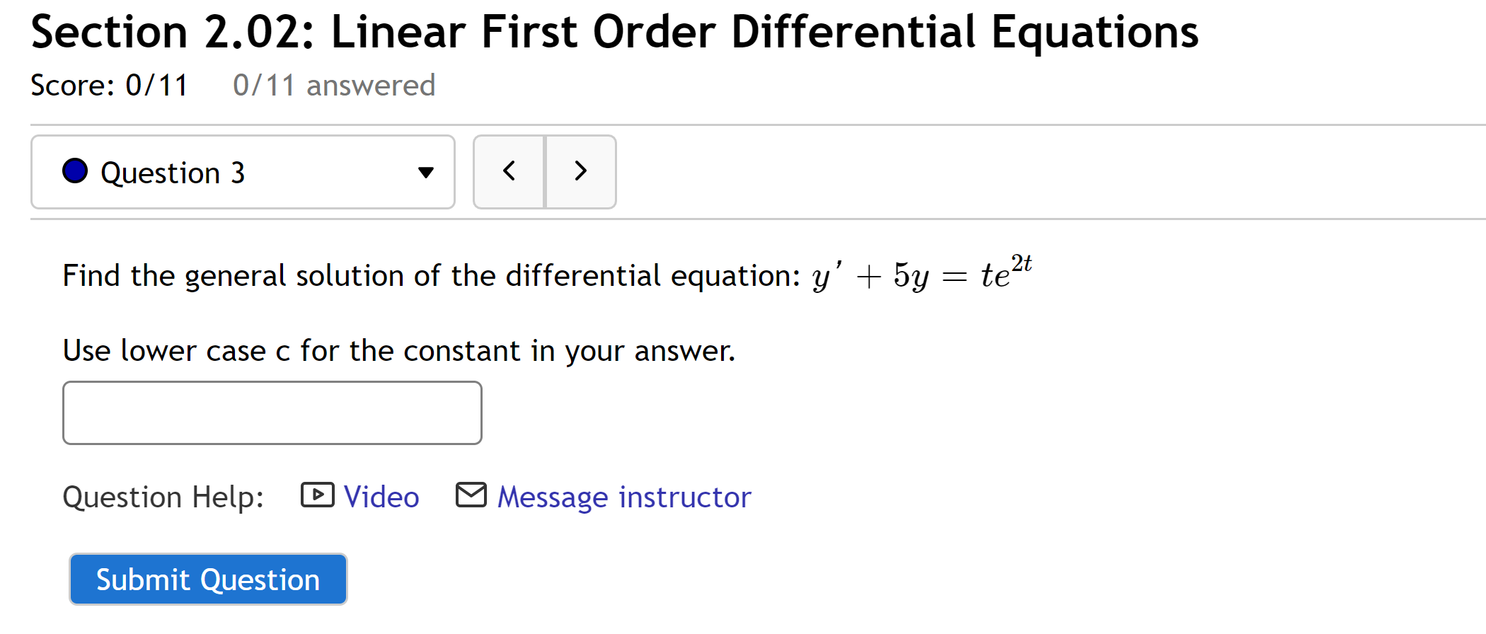 Solved Section 2.02: Linear First Order Differential | Chegg.com