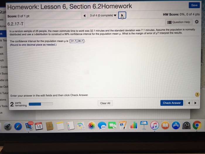 Solved Homework: Lesson 6, Section 6.2Homework Score: 0 of 1 | Chegg.com