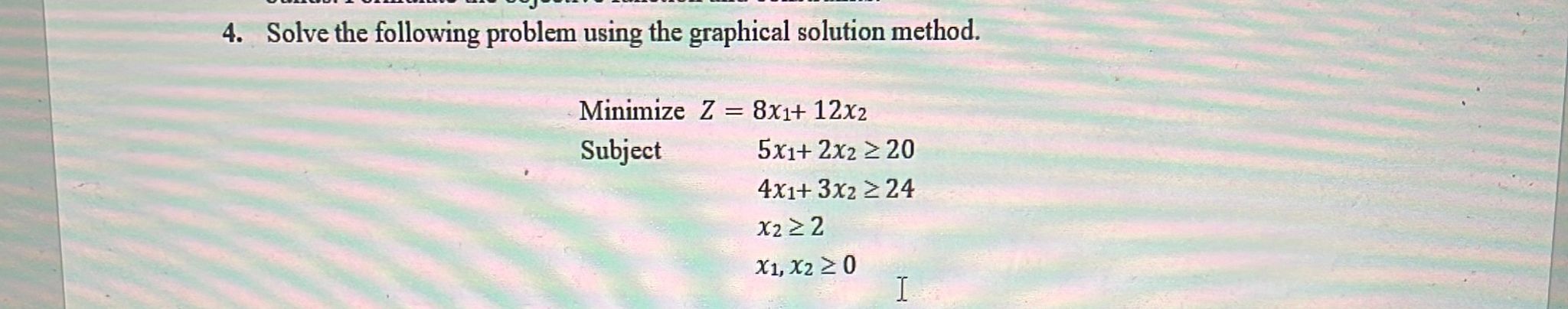 Solved 4. Solve the following problem using the graphical | Chegg.com