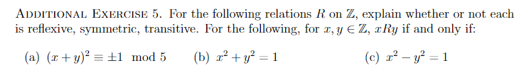 Solved ADditional ExERCISE 5. For the following relations R | Chegg.com