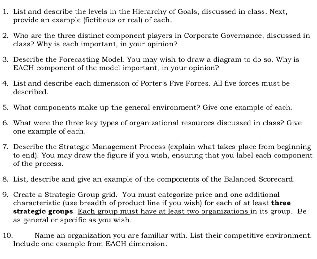 Solved 1. List and describe the levels in the Hierarchy of | Chegg.com