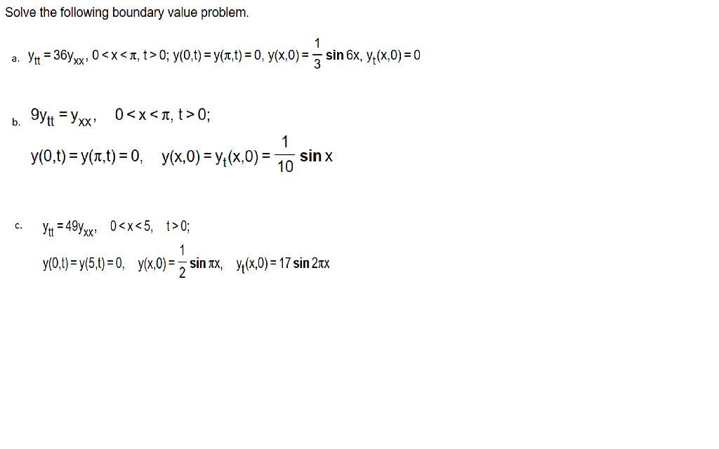 Solved Solve the following boundary value problem. a. | Chegg.com