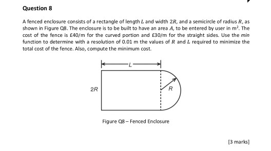 Solved Question 8 A fenced enclosure consists of a rectangle | Chegg.com