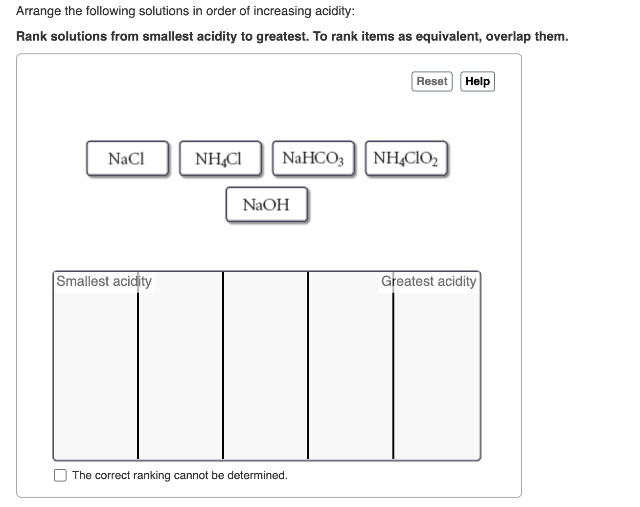 Solved Arrange the following solutions in order of | Chegg.com