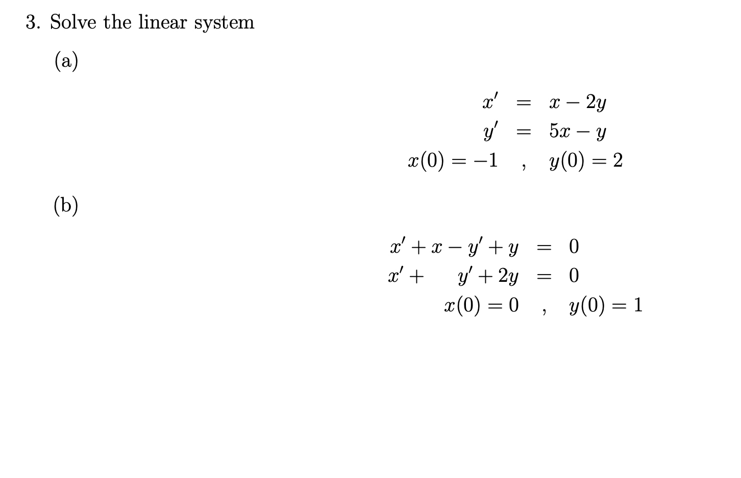 Solved 3. Solve the linear system (a) | Chegg.com
