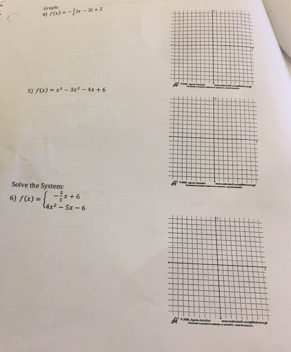 Solved Graph: 4--32 5) fa)-3x2-4x + 6 Solve the System: | Chegg.com