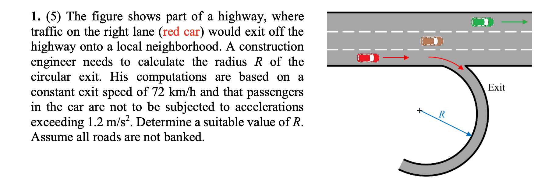 Solved 1. (5) The figure shows part of a highway, where | Chegg.com