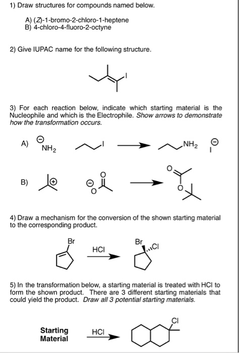 Solved 1) Draw structures for compounds named below. A) | Chegg.com