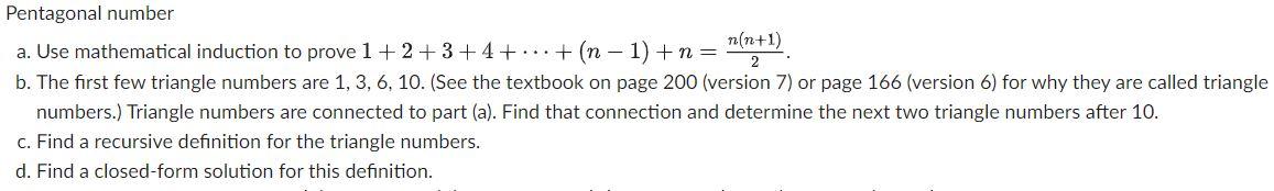 Solved Pentagonal number n(n+1) a. Use mathematical | Chegg.com