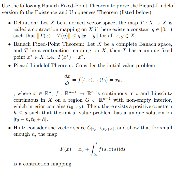 Solved Use the following Banach Fixed-Point Theorem to prove | Chegg.com