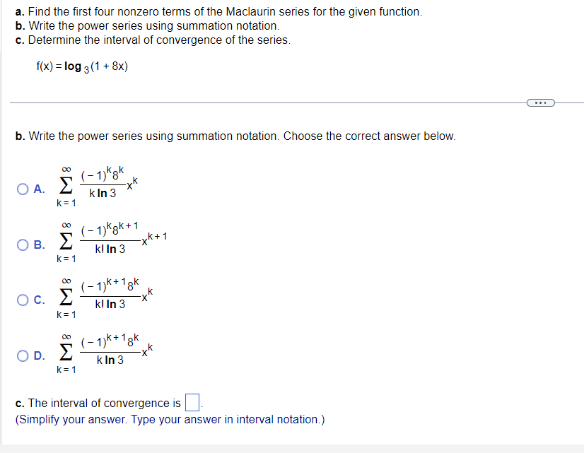 Solved a. Find the first four nonzero terms of the Maclaurin | Chegg.com