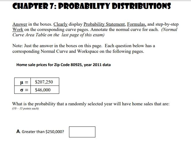 Solved CHAPTER 7: PROBABILITY DISTRIBUTIONS Answer in the | Chegg.com