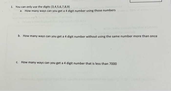 Solved 1. You can only use the digits (3,4,5,6,7,8,9 How | Chegg.com