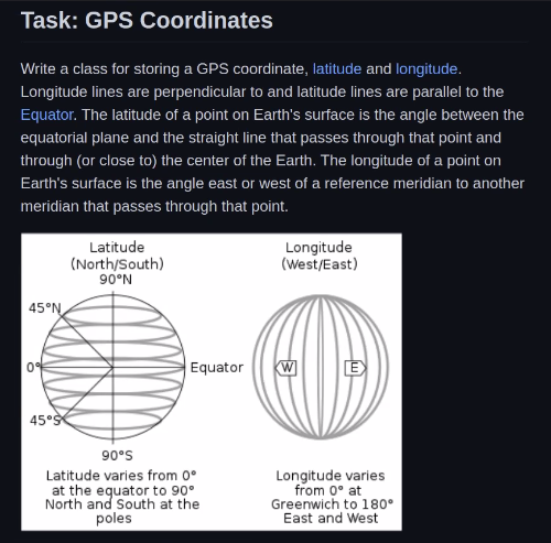 Solved Task: GPS Coordinates Write a class for storing a GPS | Chegg.com