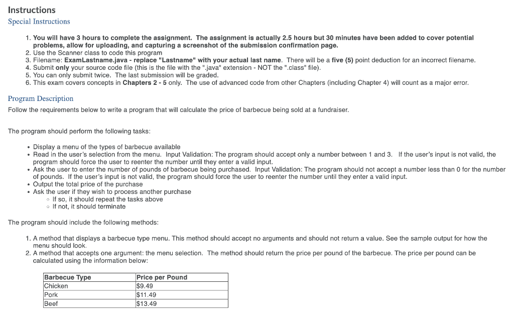 Solved Instructions Special Instructions 1. You will have 3 | Chegg.com