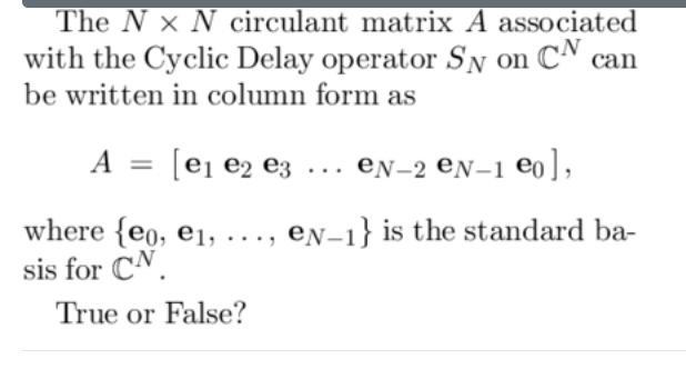 Solved The N X N circulant matrix A associated with the | Chegg.com