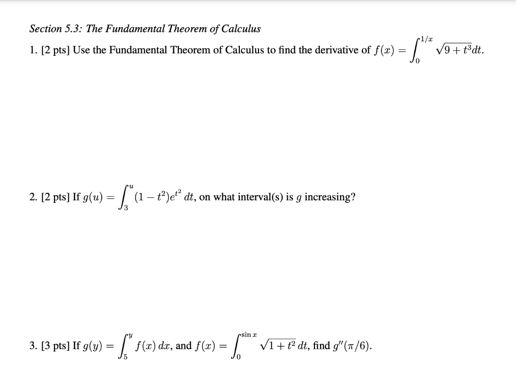Solved Section 5.3: The Fundamental Theorem of Calculus 1/C | Chegg.com