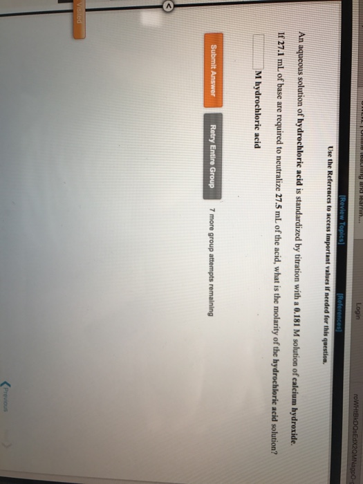 Solved An aqueous solution hydrochloric acid is standardized | Chegg.com