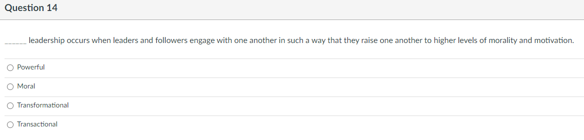 Solved leadership occurs when leaders and followers engage | Chegg.com