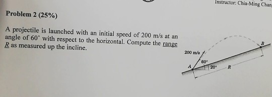 Solved Problem 2 25 A Projectile Is Launched With An