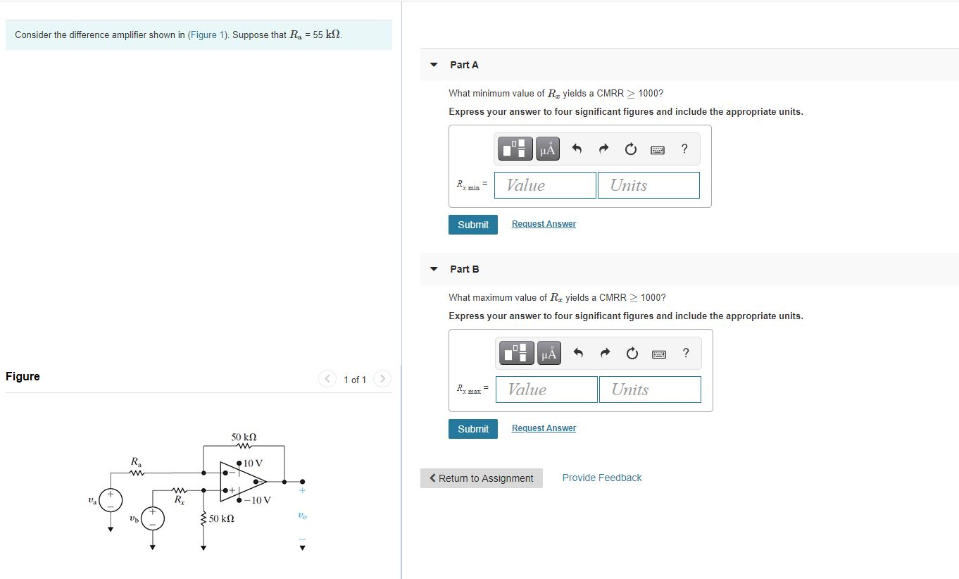 Solved Consider the difference amplifier shown in (Figure | Chegg.com
