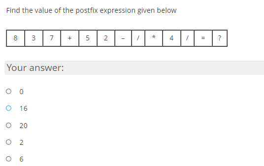 Solved Find the value of the postfix expression given below | Chegg.com