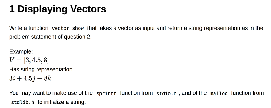 Solved Write a function vector_show that takes a vector as | Chegg.com