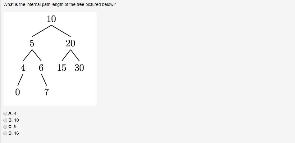 Solved What is the internal path length of the tree pictured | Chegg.com