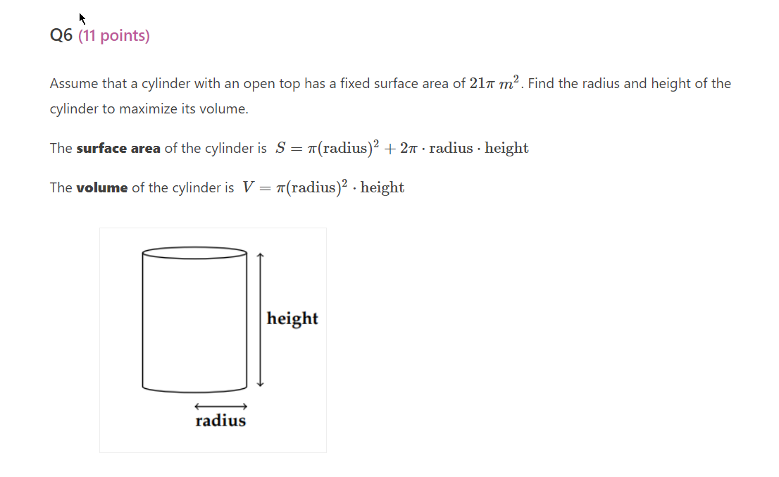Solved Q6 (11 points) Assume that a cylinder with an open | Chegg.com