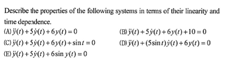 Solved Describe the properties of the following systems in | Chegg.com