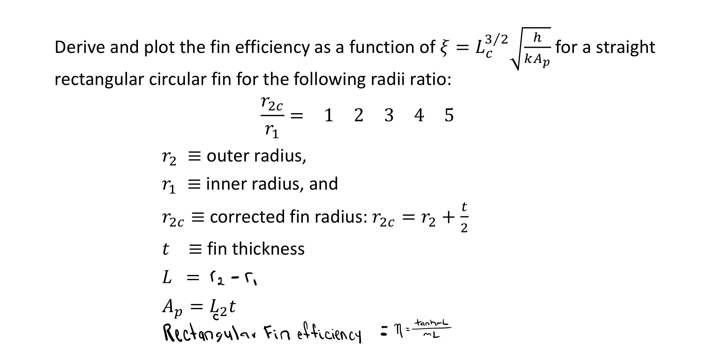 Solved Derive and plot the fin efficiency as a function of | Chegg.com