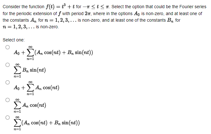 Solved Consider the function f(t) = t3 +t for -1 | Chegg.com