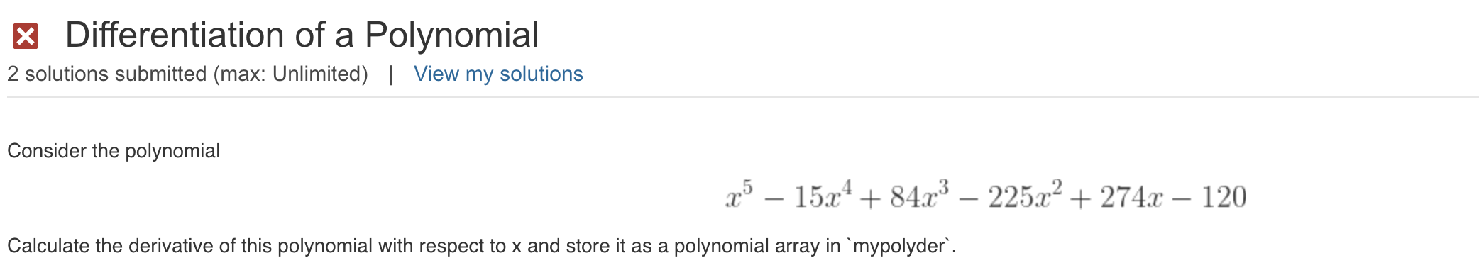 Solved » Differentiation of a Polynomial 2 solutions | Chegg.com