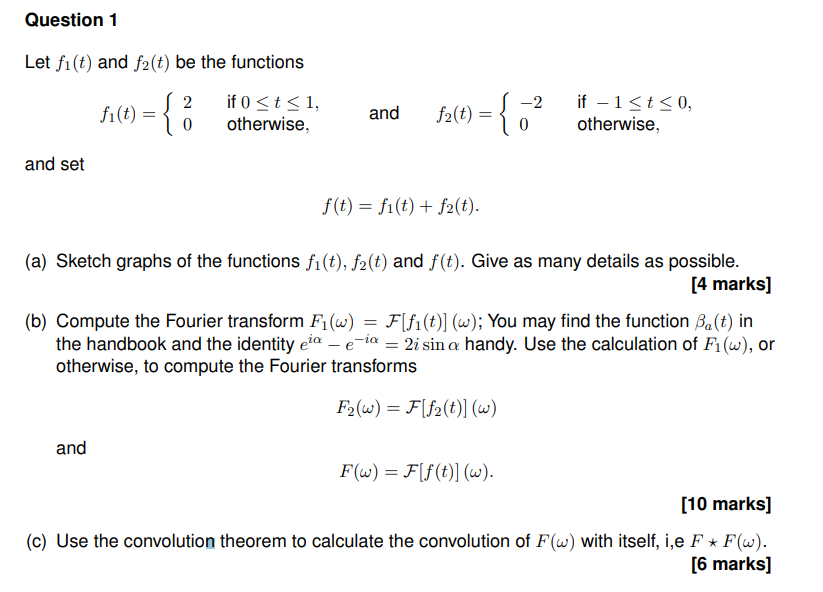 Solved Let f1(t) and f2(t) be the functions f1(t)={20 if | Chegg.com