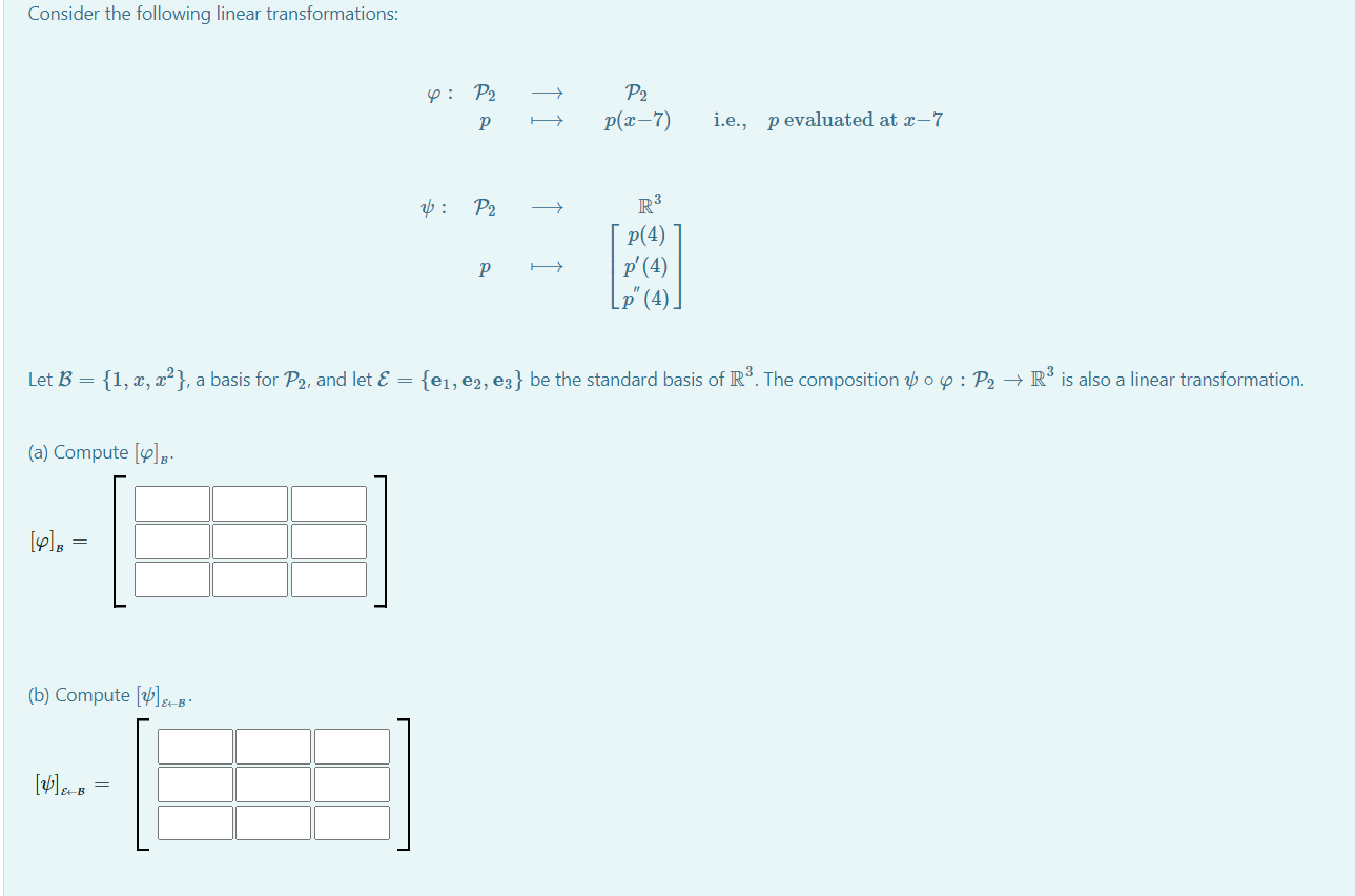 Consider the following linear transformations: Let | Chegg.com