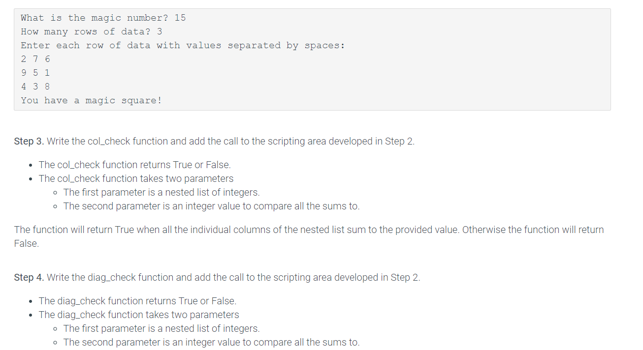 Solved Summary A magic square is a square where the sums of | Chegg.com